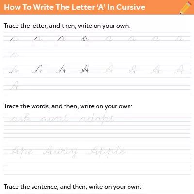 How To Write The Letter “A” In Cursive