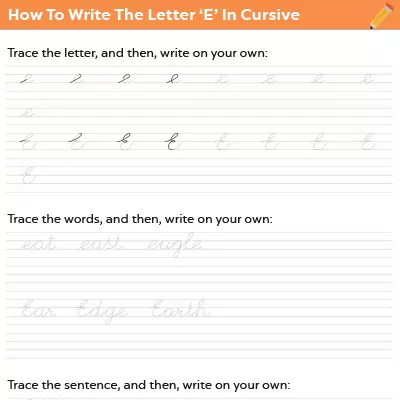How To Write The Letter “E” In Cursive