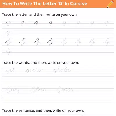 How To Write The Letter “G” In Cursive