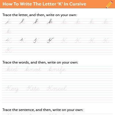 How To Write The Letter “k” In Cursive | Worksheets | Momjunction