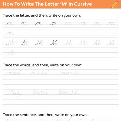 How To Write The Letter “M” In Cursive | Worksheets | MomJunction