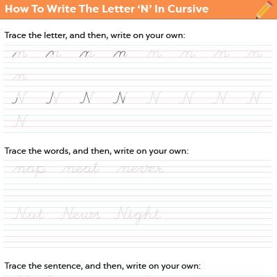 Cursive N Writing Worksheet | MomJunction