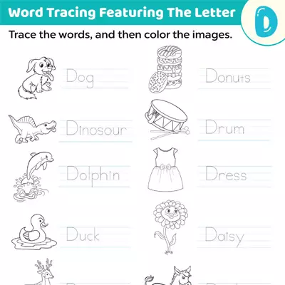 Trace The Words With The Letter "D"