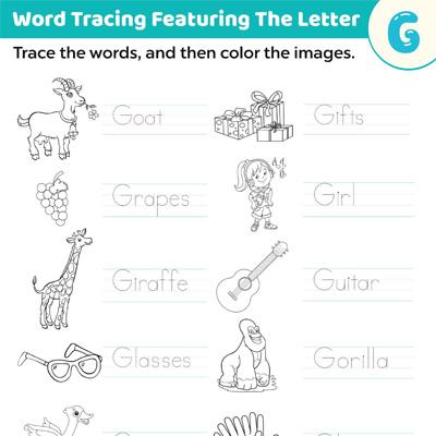 Trace The Words Start With "G" | Worksheets | MomJunction