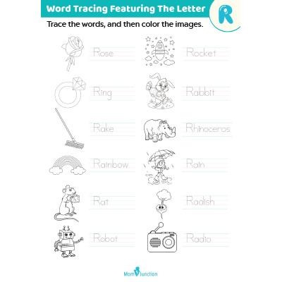 Trace The Words Start With "R" | Worksheets | MomJunction