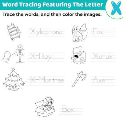 Trace The Words With The Letter "X"