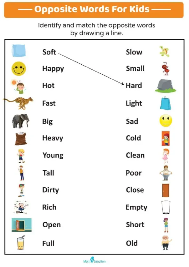 Free Antonym Matching Worksheet For Kids