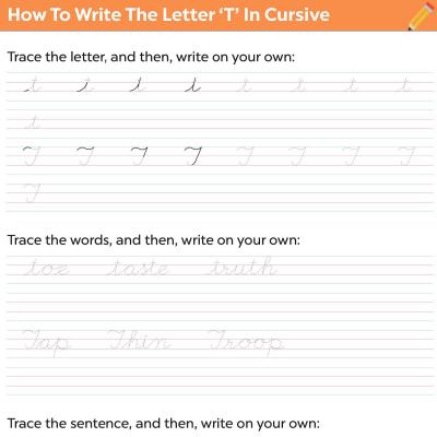 How To Write The Letter “t” In Cursive | Worksheets | Momjunction