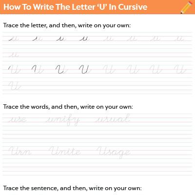How To Write The Letter “U” In Cursive