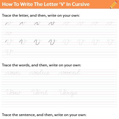 How To Write The Letter “V” In Cursive