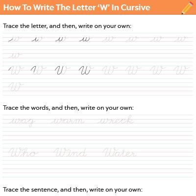 Cursive W Writing Worksheet | MomJunction