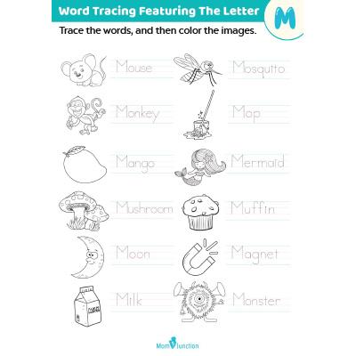 Trace The Words With The Letter "M"