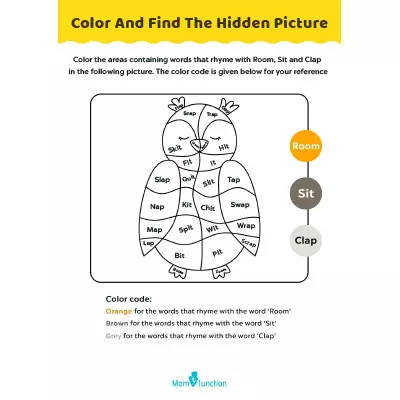 Color The Rhyming Words To Find The Picture