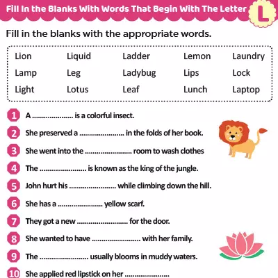 Complete The Sentences With Words That Start With "L"