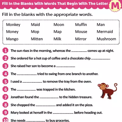 Complete The Sentences With Words That Start With "M"