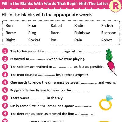 Complete The Sentences With Words That Start With "R"