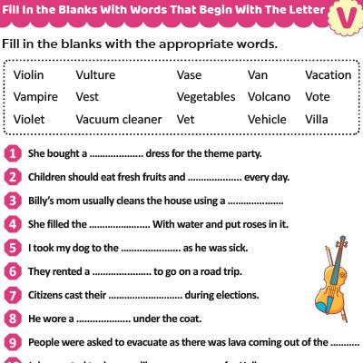 Fill The Blanks With Words That Start With V | MomJunction