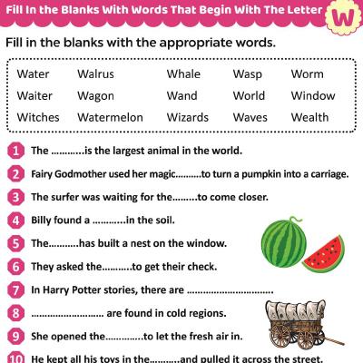 Complete The Sentences With Words That Start With "W"