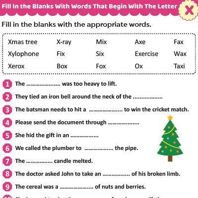 Complete The Sentences With Words That Start With "X"