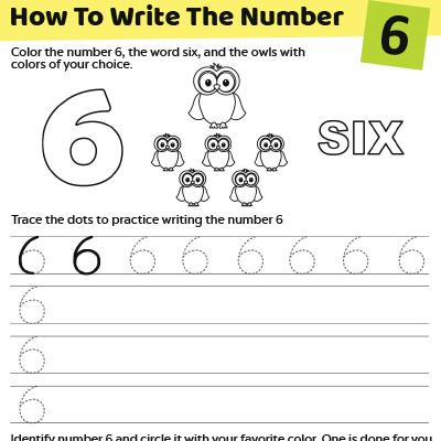 Printable Number 6 Worksheets