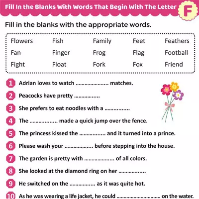 Complete The Sentences With Words That Start With "F"