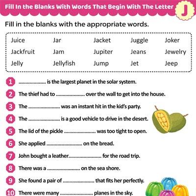 Complete The Sentences With Words That Start With "J"