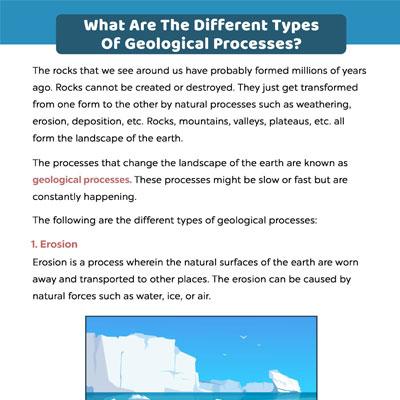 Geological Process That Shape The Earth Activity For Kids