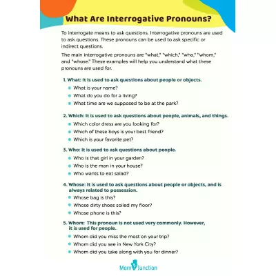 Interrogative Pronouns Worksheets For Kids