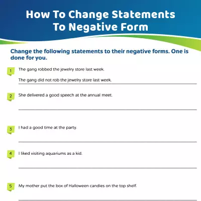 Verb Tense Worksheet: Negative Past Tense