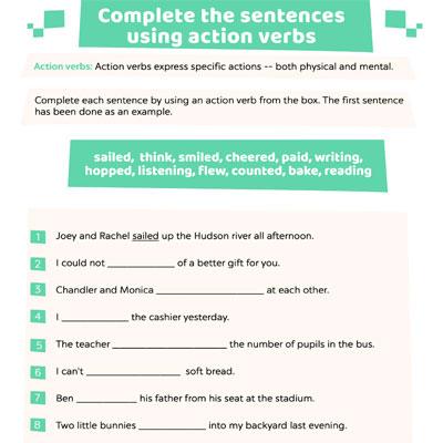 Action Verbs Worksheet