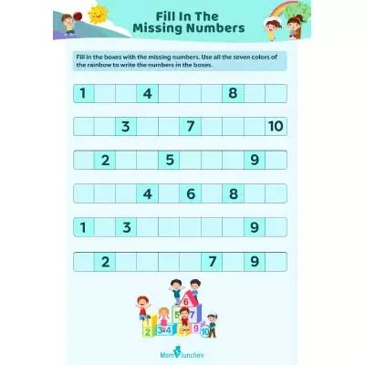 Fill In The Missing Numbers : 1 To 10