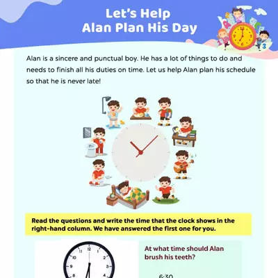 Reading An Analog Clock: Half Hour