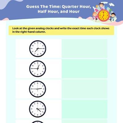 Reading An Analog Clock: Quarter Hour, Half Hour, and Hour