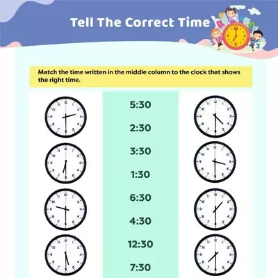 Telling Time To The Hour And Half Hour Worksheet Telling Time