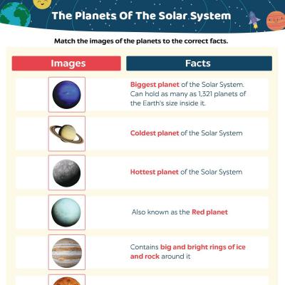 Planets Matching Worksheet
