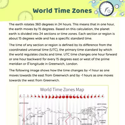 World Time Zones Worksheet