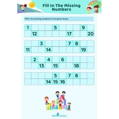 Fill In The Missing Numbers : 1 To 20