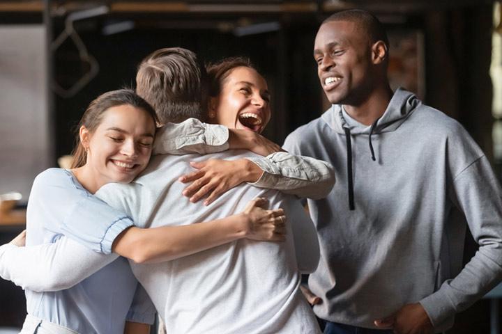 Lots People Hugging Each Other