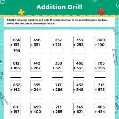 Three Digit Addition Without Regrouping Worksheets Math Timed Tests: 3