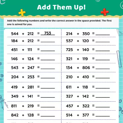 Addition Worksheets Horizontal And Vertical Addition Worksheets For