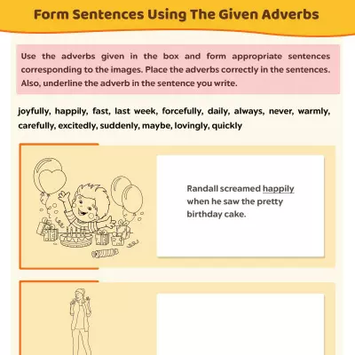 Form The Sentence Using Adverbs, Worksheet