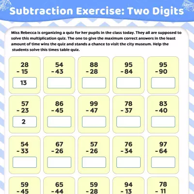 Two Digit Subtraction Without Regrouping Worksheets 2 Digit Addition