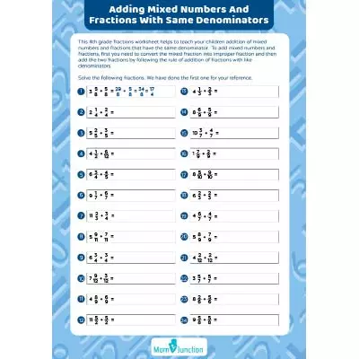 Worksheets Adding Mixed Numbers Adding And Subtracting Fractions