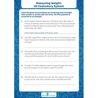 Measurement Worksheet: Word Problem On Weight | MomJunction