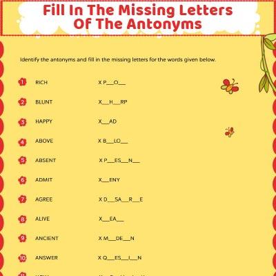 Fill In The Missing Letters Of The Antonyms | MomJunction