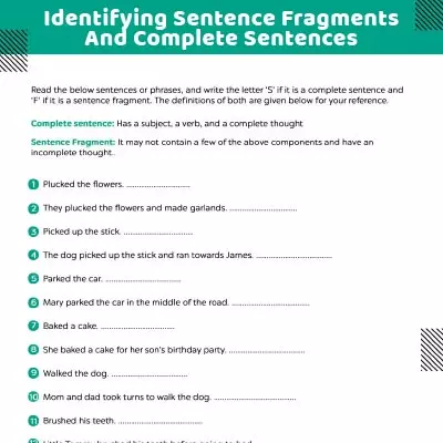 Find Sentence Fragments And Complete The Sentence