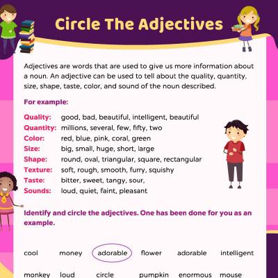 Circle The Adjectives - Free & Printable | MomJunction