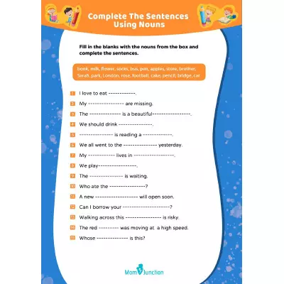 Fill The Blanks With Nouns & Complete The Sentence