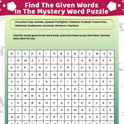 Find The Compound Words From The Word Puzzle