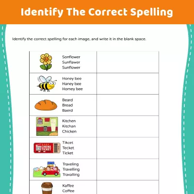 Identify The Correct Spelling For The Image From The Options